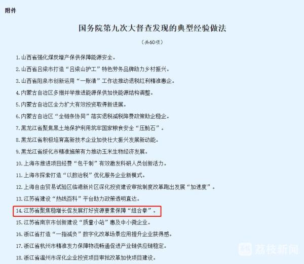 江苏打好资源要素保障“组合拳” 获国务院第九次大督查通报表扬我苏网